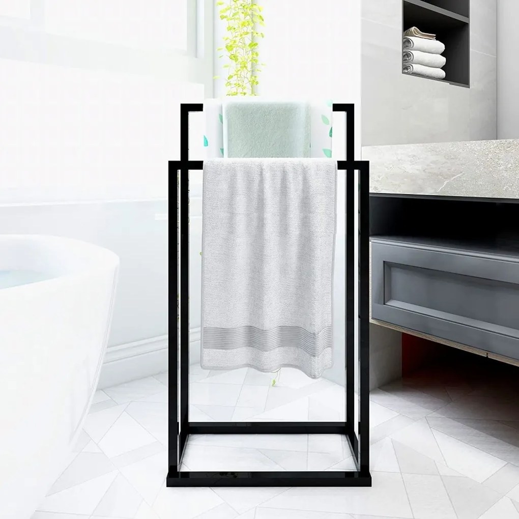 Tutumi Tutumi, 2-ramenný kovový stojan na ručníky 450x260x820 mm 391872, černá matná, HOM-06589