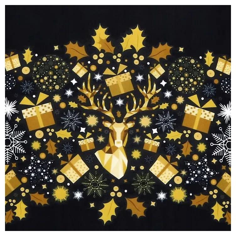 Povlak na polštář 40x40 cm Merry Christmas černo-zlatý