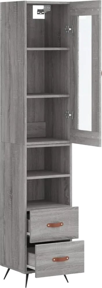 vidaXL Skříň highboard 34,5 x 34 x 180 cm kompozitní dřevo [3199279] Barva: šedá sonoma