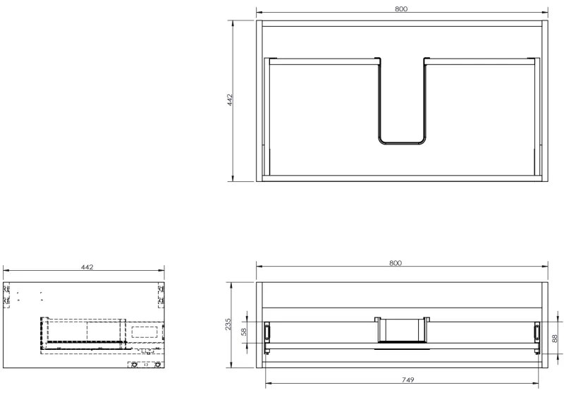 Mexen Rivel, koupelnová skříňka 80 cm, 1 zásuvka, drážkovaná, šedá matná, 91A20-08023-1-BF62