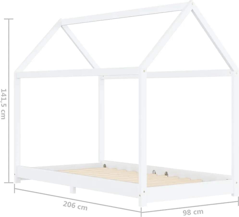 Rám dětské postele bílý masivní borové dřevo 90 x 200 cm 283351