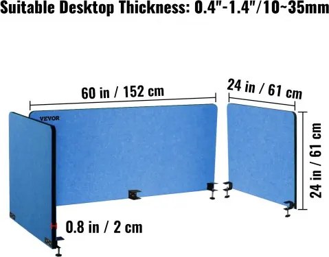 Desk Divider 152,4 cm Desk Privacy Panel, 3 Panel Privacy Akustický panel