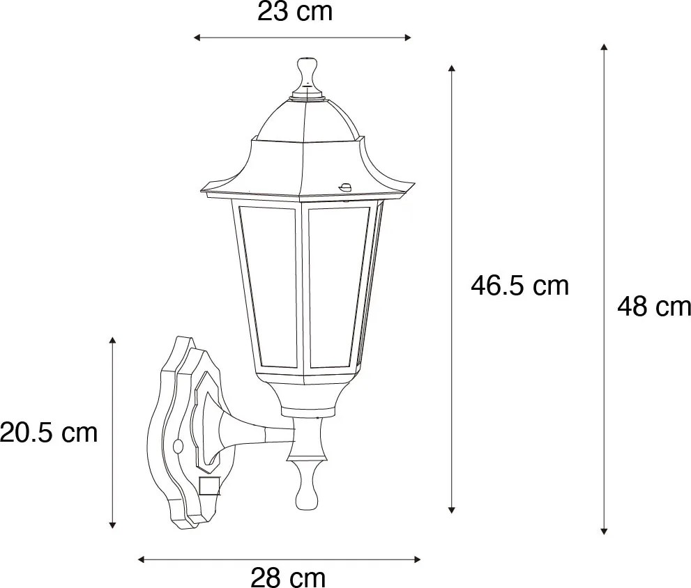 Venkovní nástěnná lucerna tmavě zelená s pohybovým senzorem IP44 - New Orleans up