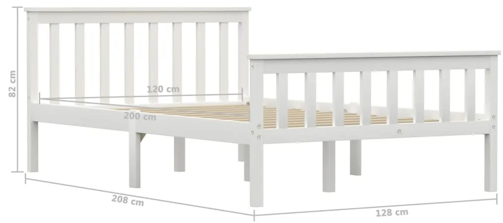 vidaXL Marketos Rám postele bílý masivní borovice 120 x 200 cm