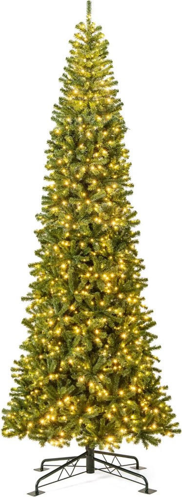 Costway 360 cm Osvětlený umělý vánoční stromek s 2536 PVC větvemi