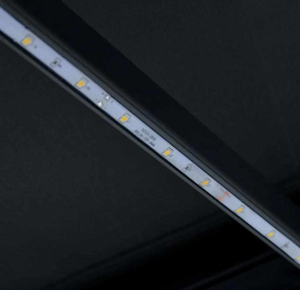 vidaXL Ručně zatahovací markýza s LED světlem 400 x 300 cm [3051245] Barva: Vícebarevný