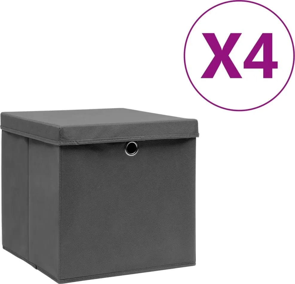 vidaXL Úložné boxy 4 ks netkaná textilie 28 x 28 x 28 cm [325188] Barva: Černá