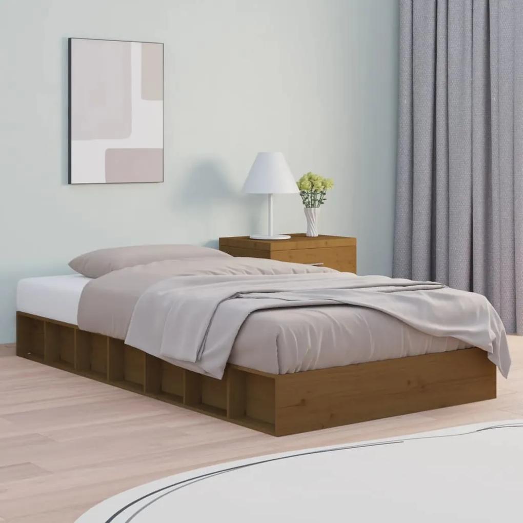 vidaXL Rám postele voskově 135 x 190 cm masivní borovice [820712] Barva: Hnědá