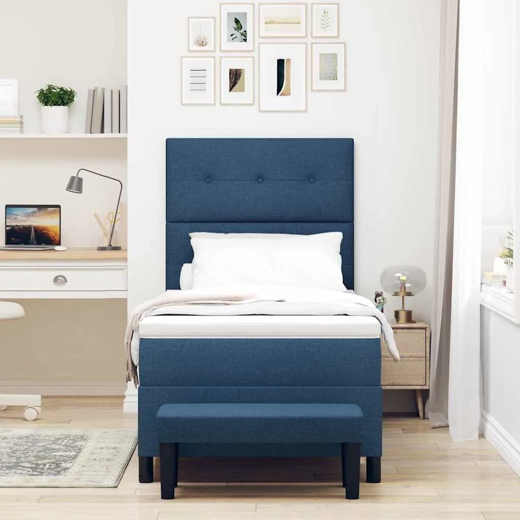 Postel s boxspringem s čelo Modrá 80 x 200 cm textil 3344029