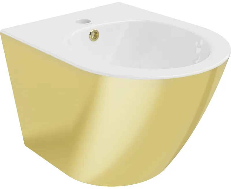 Mexen Lena, závěsný bidet 480x370x325 mm, bílá - zlatá, 35224806