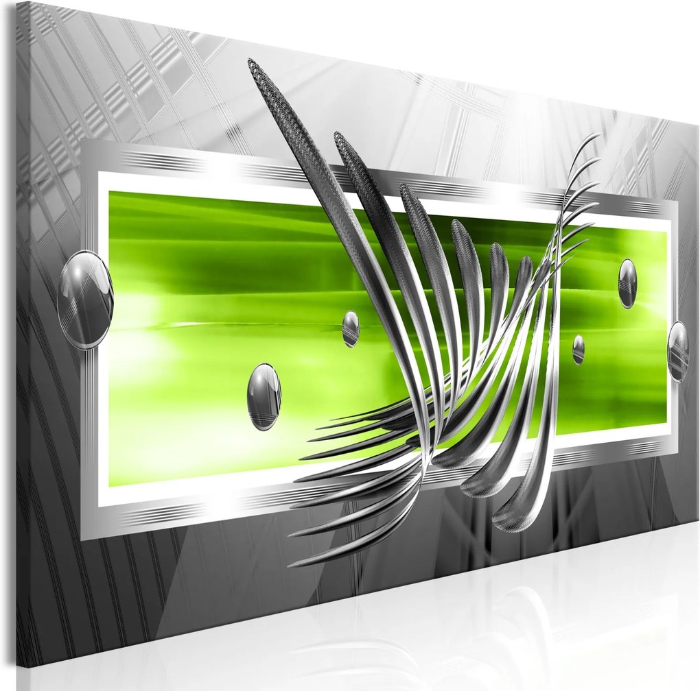 Obraz - Silver Wings (1 Part) Narrow Green 120x40