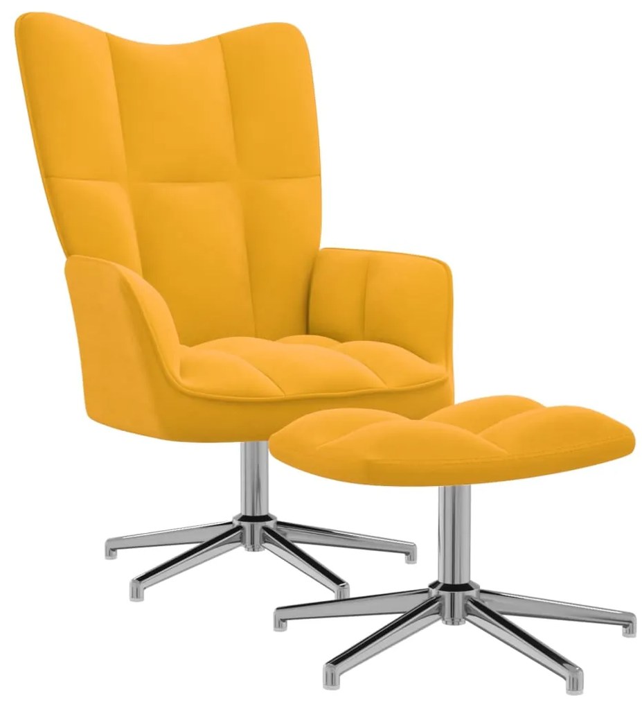Relaxační křeslo se stoličkou hořčicově žluté samet,  328135