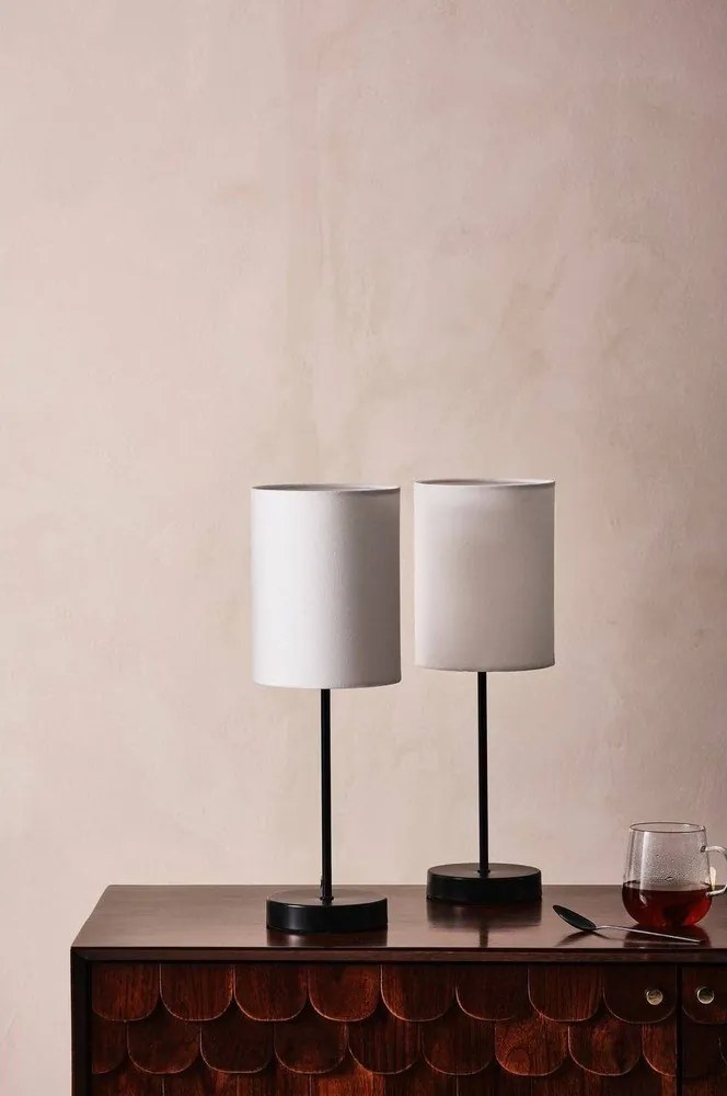 Bílá/černá látková stolní lampa (výška 45 cm) Seth – Jotex
