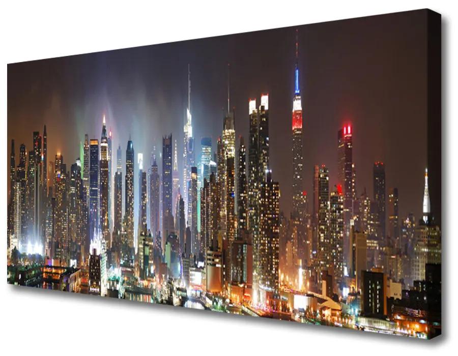 Obraz na plátně Noc Město New York 140x70 cm