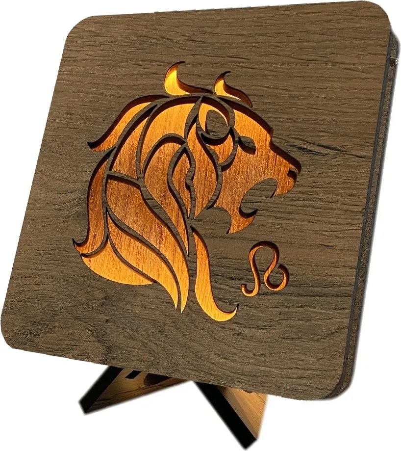 Li-Go Znamení "Lev" lampa 19x19 cm provedení povrchu: dub světlý