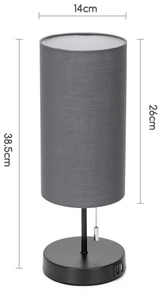 Aigostar - Stolní lampa s USB portem 1xE27/40W/230V černá
