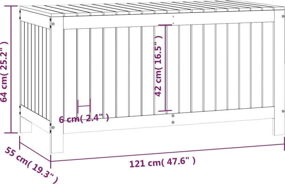 vidaXL Zahradní úložný box šedý 121 x 55 x 64 cm masivní borové dřevo [823843] Barva: Šedá borovice