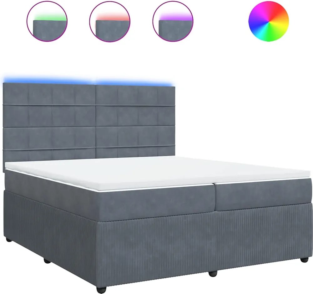 Box spring postel s matrací tmavě šedá 200x200 cm samet 3294731