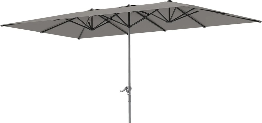 Outsunny Dvousedlový Slunečník s Kličkou 451 x 264 cm, UV Ochrana 50+, windproof Zahradní Slunečník, Balkonový Slunečník, Hliníkový Trhací Slunečník p