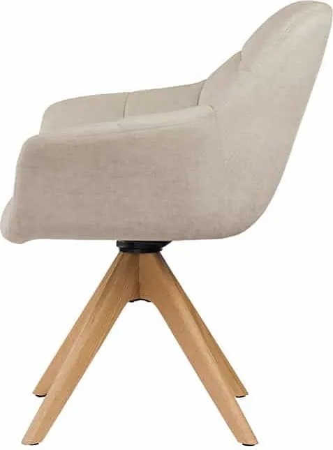 Designová otočná židle Vallerina béžový samet / dub
