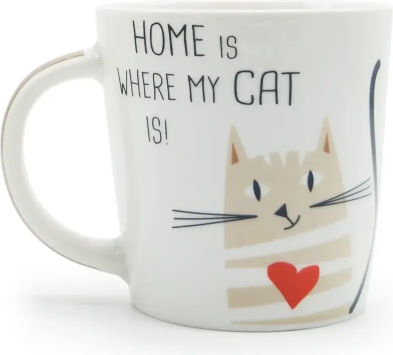 Porcelánový hrnek Home is where my cat is, 400 ml – dárek pro milovníky koček