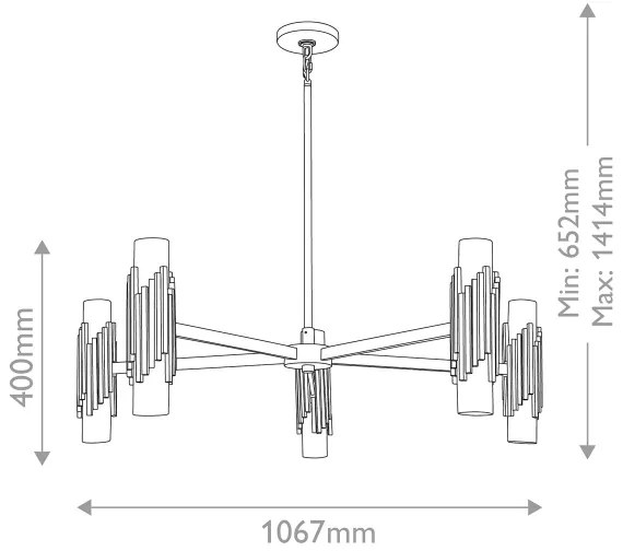 Elstead MARVELE10-AB-OPAL - Lustr na tyči MARVELE 10xE14/40W/230V zlatá