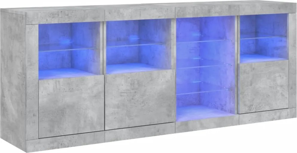 Příborník s LED osvětlením betonově šedý 164 x 37 x 67 cm 3209054