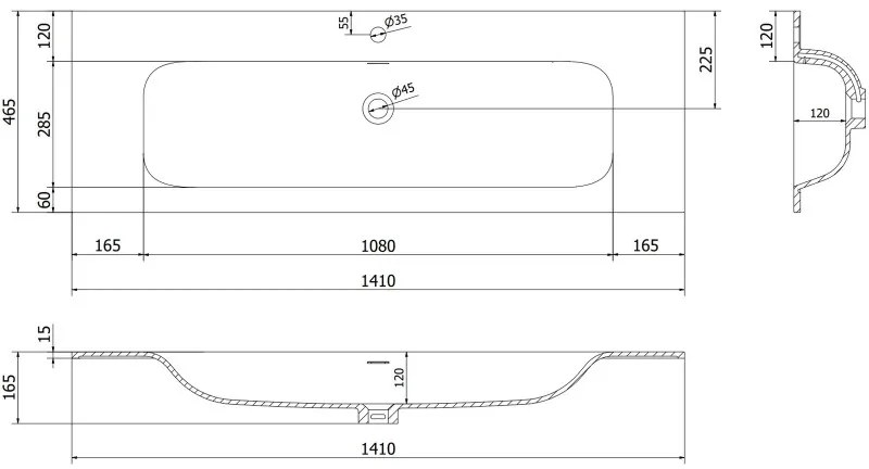 Mexen Orio, koupelnová skříňka 140 cm s umyvadlem Vela, 1 zásuvka, bílá matná, 91A10-14023-1-BF01-W23M01