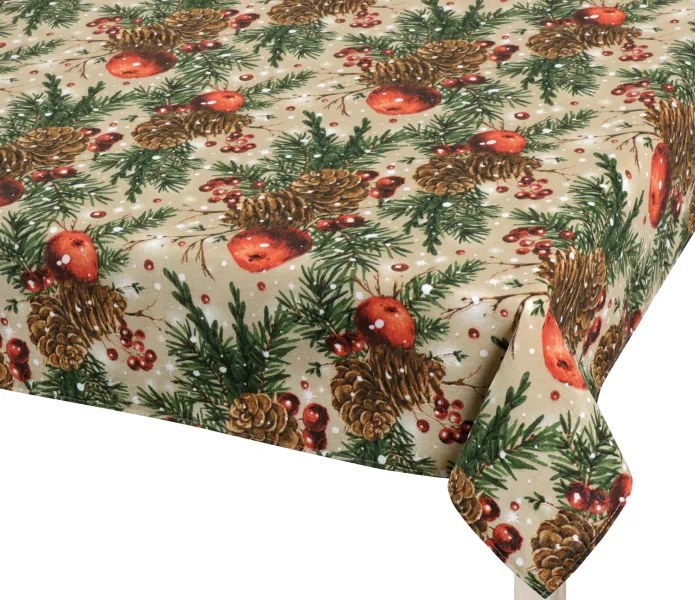 Bellatex Ubrus  VÁNOCE Šišky a jablka rozměr 100x100 cm