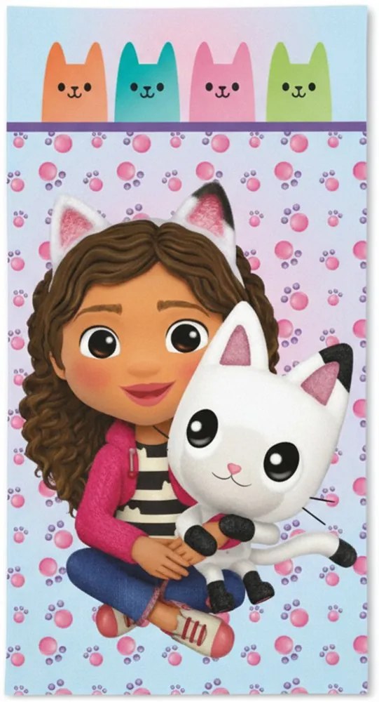 Bavlněná osuška Gábinin kouzelný domek - motiv Gábi a Pandy Paws - 100% bavlna - 70 x 140 cm