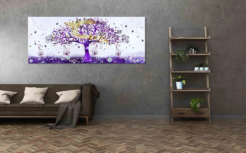 Malvis ® Obrazy malovaný abstraktní strom fialový Velikost: 150x60 cm