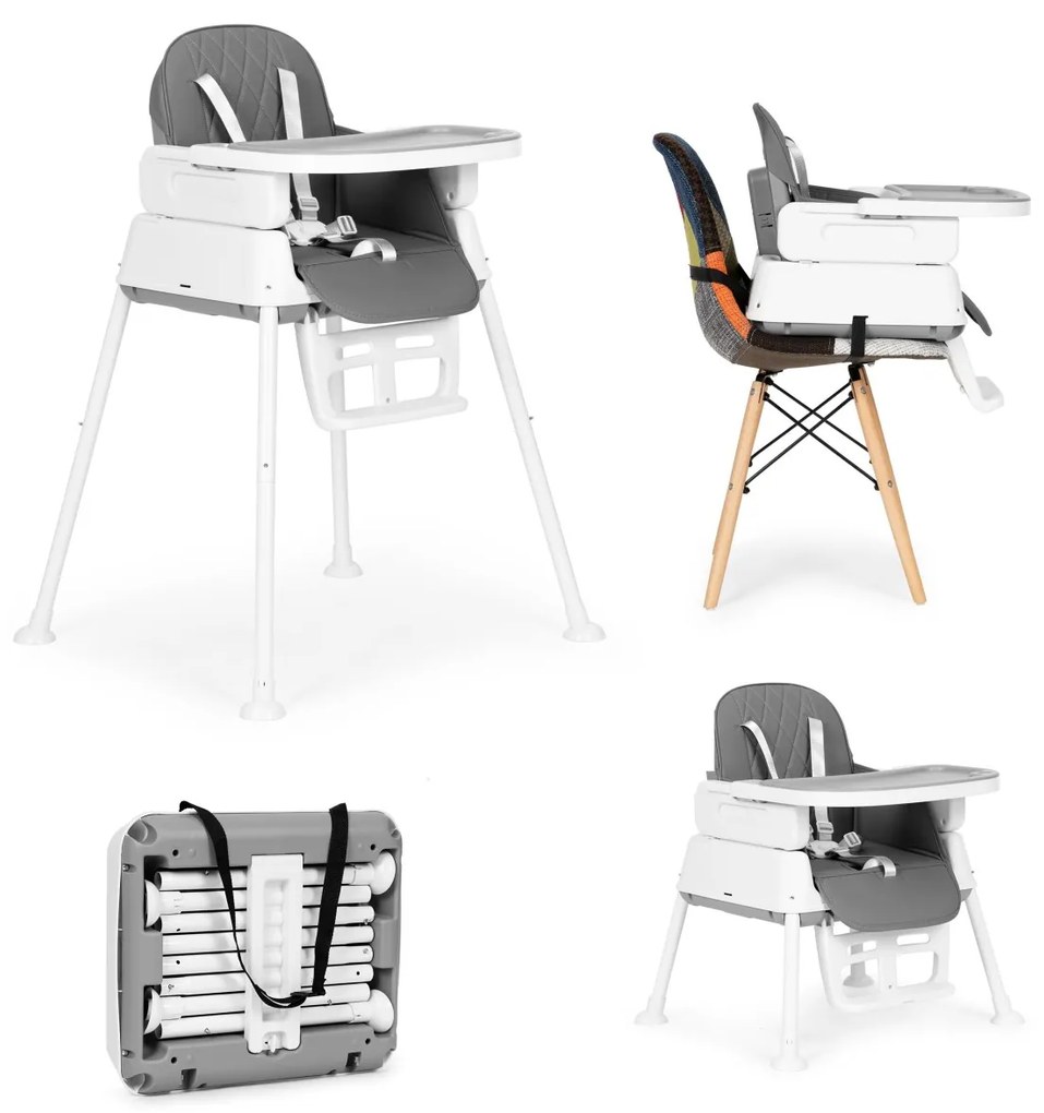 Dětská jídelní židlička 3v1 ALWAYS GREY ECOTOYS šedá