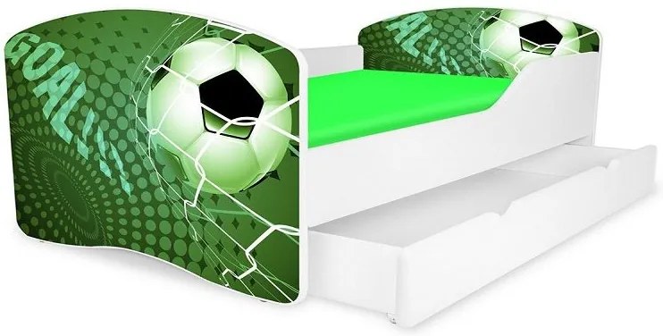 Dětská postel se šuplíkem - Fotbal - zelená - rainbow - 160 x 80 cm