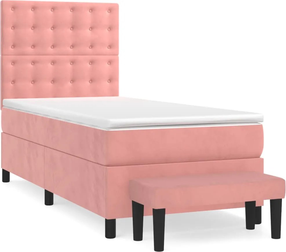 Box spring postel s matrací růžová 90x200 cm samet 3138066