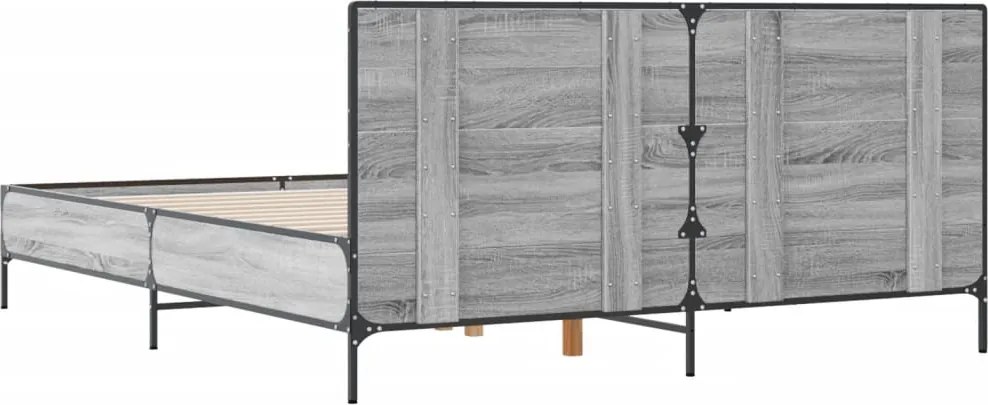 Rám postele šedý sonoma 140 x 200 cm kompozitní dřevo a kov 3280000