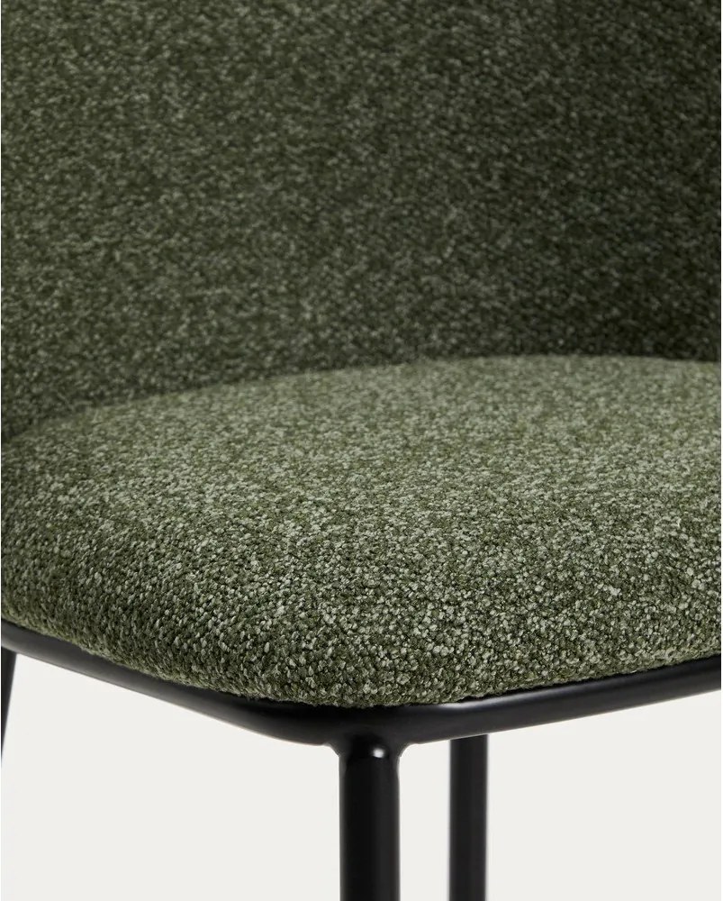 Tmavě zelená čalouněná barová židle (výška sedáku 75 cm) Ciselia – Kave Home