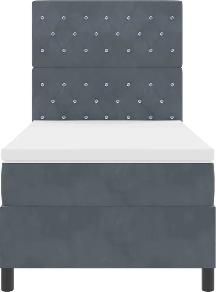 Postel s boxspringem s matrací Tmavě šedá 100 x 200 cm samet 3339747