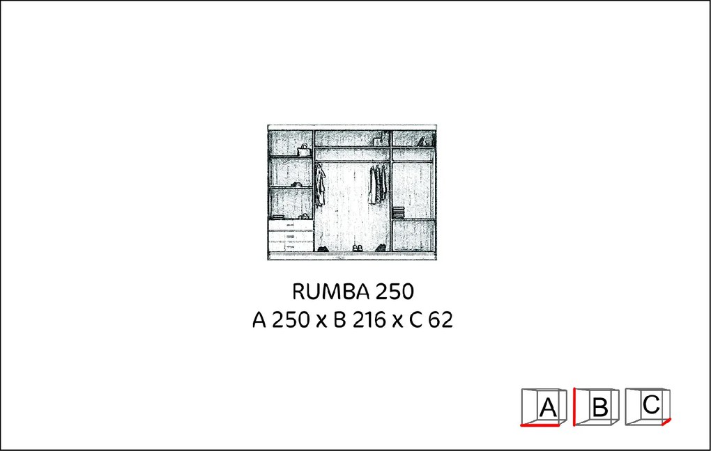 Arkos meble Skříň Rumba 250 Barva: Bílá/Šedý lak