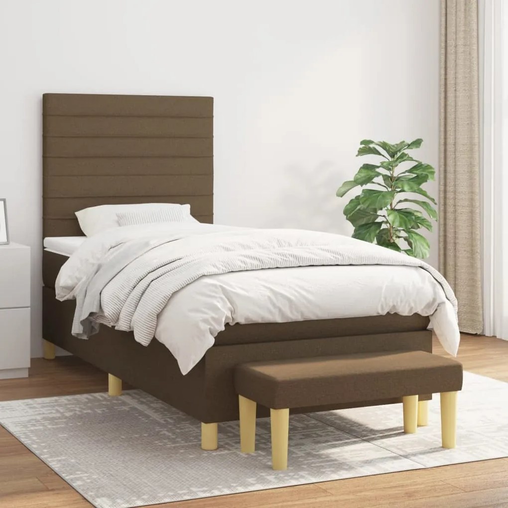 Box spring postel s matrací tmavě hnědá 100 x 200 cm textil 3137216