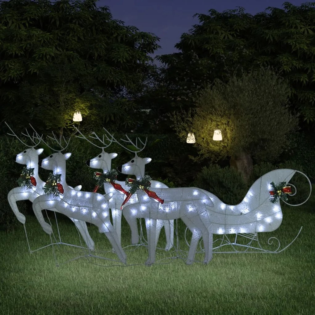 Vánoční sobi se sáněmi 100 LED diod venkovní bílí 3100429