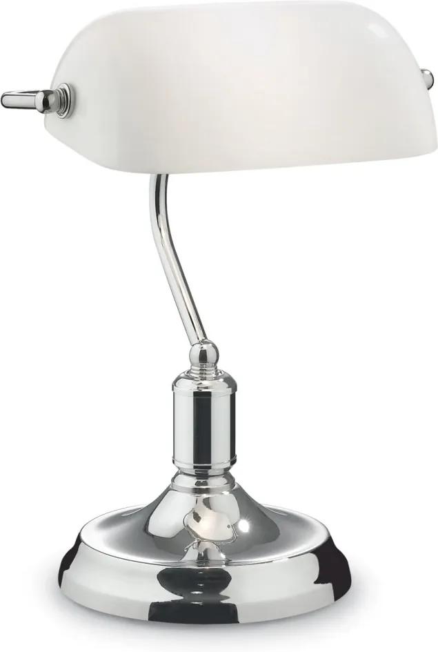 Stolní lampa Ideal Lux Lawyer TL1 cromo 045047 chromová s bílým stínidlem