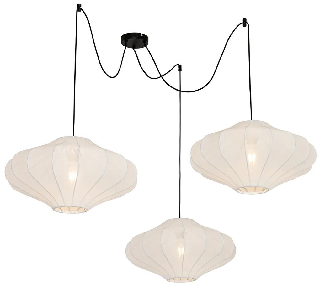 Designová závěsná lampa bílá 50 cm 3-světelná - Plu
