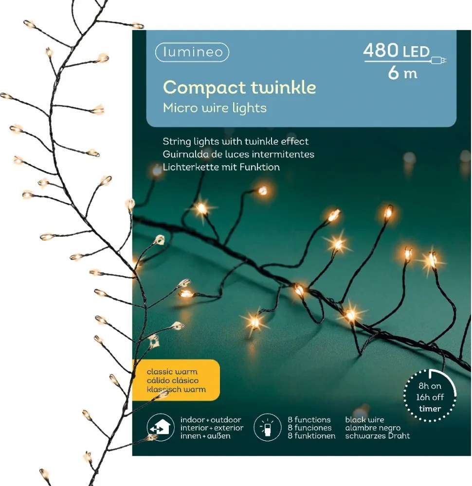 Vánoční osvětlení na stromeček Micro 480 Led na vánoční stromeček drátek Klasický teplý 6 m