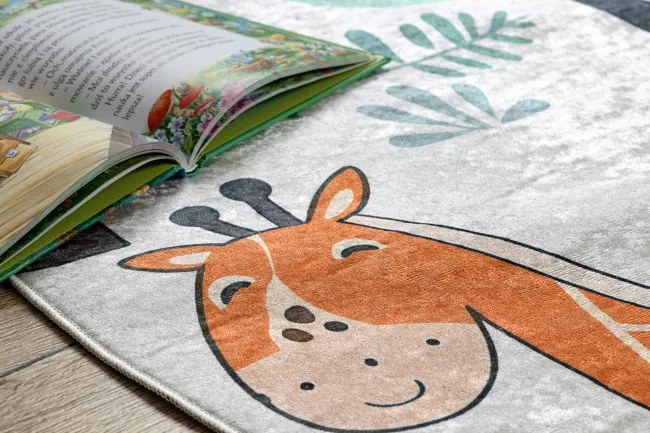 Dětský koberec protiskluzový BAMBINO 61570 krémový / zelený kruh