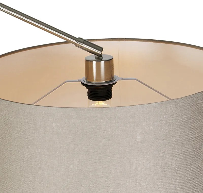 Moderní stojací lampa ocelová se stínidlem taupe 45 cm - Editor