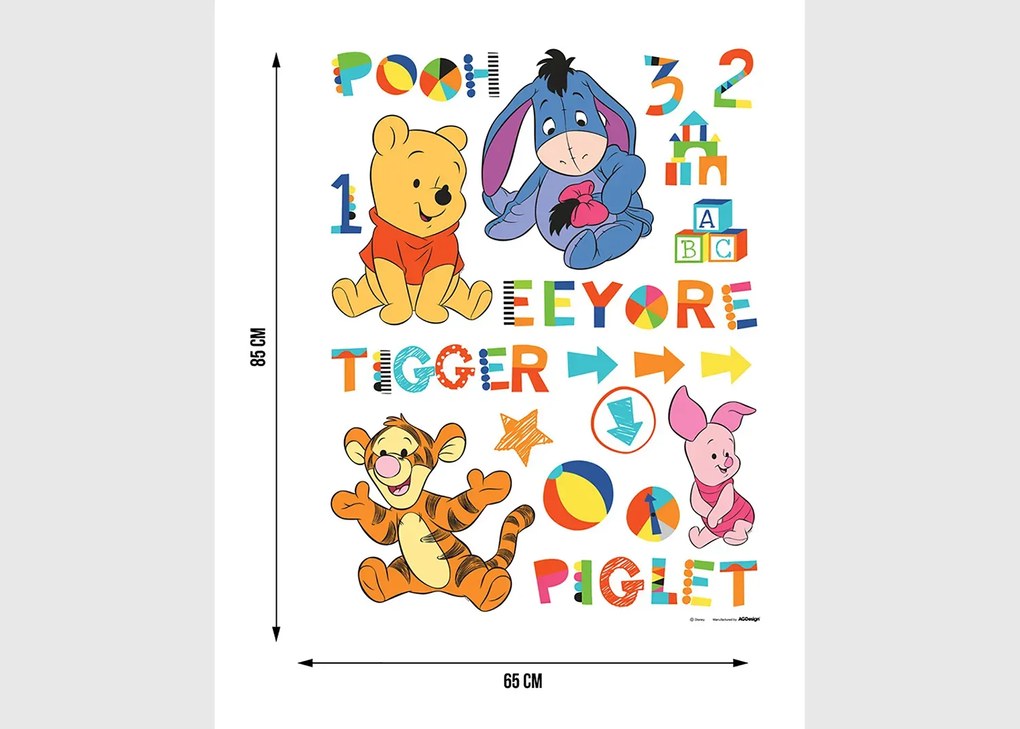 Dětská samolepka na zeď Disney Medvídek Pú – Malí Přátelé | 65 x 85 cm | DDK892
