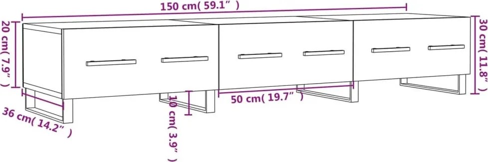 vidaXL TV skříňka 150 x 36 x 30 cm kompozitní dřevo [829178] Barva: kouřový dub