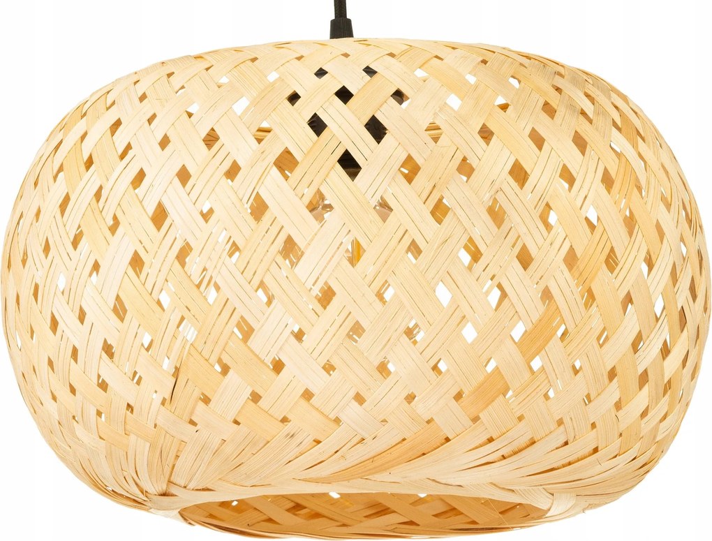 Černá závěsná lampa Boho bambusová 35 cm BMB02
