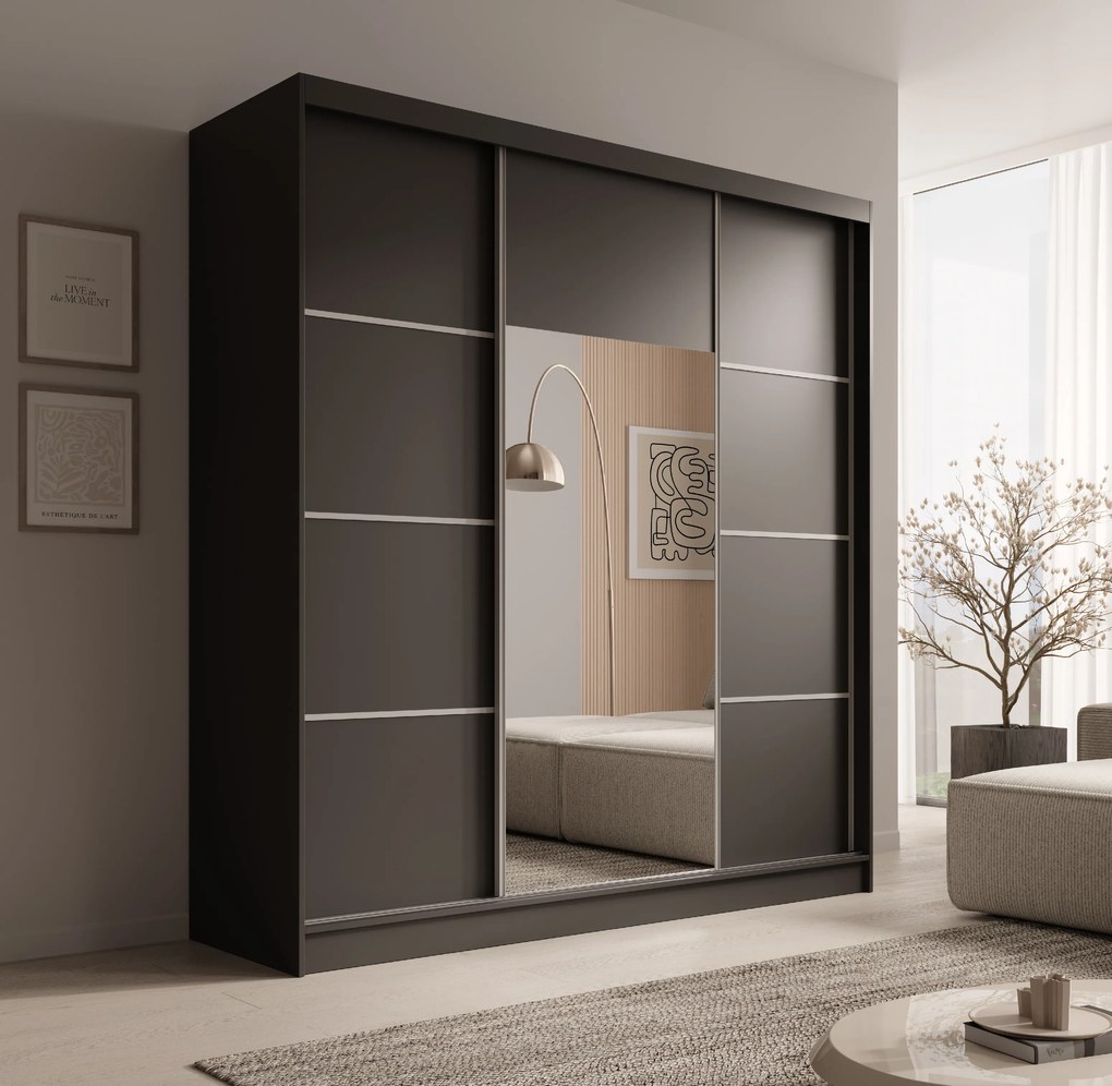 ADRK Furniture Šatní skříň s posuvnými dveřmi Keri 200 ADRK-SW-KER-200-BS