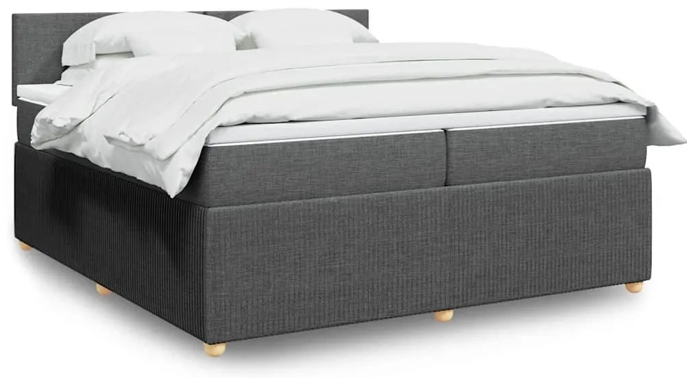 Box spring postel s matrací tmavě šedá 200x200 cm textil 3289857